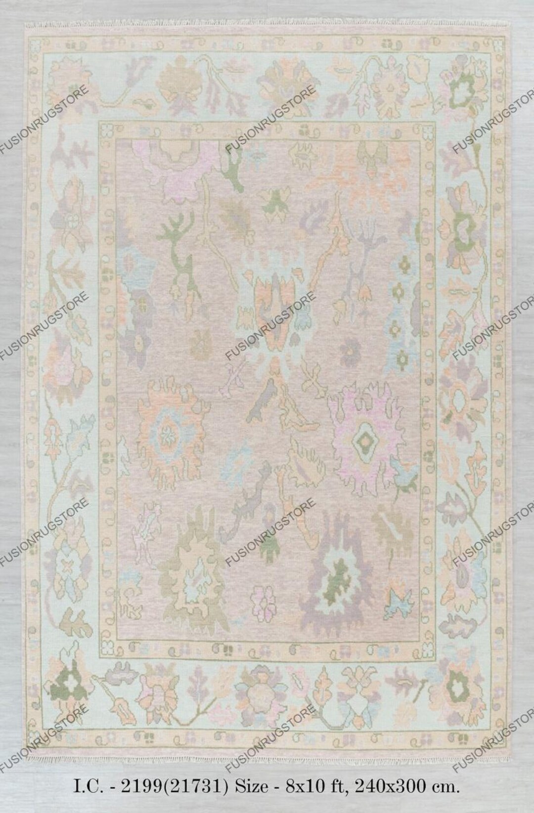 9x12 Light Pink Blue Soft Look Modern Oushak Rug Premium Wool Hand ...