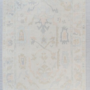 Cream Muted Modern Oushak Rug Premium Wool Hand Knotted Turkish ...