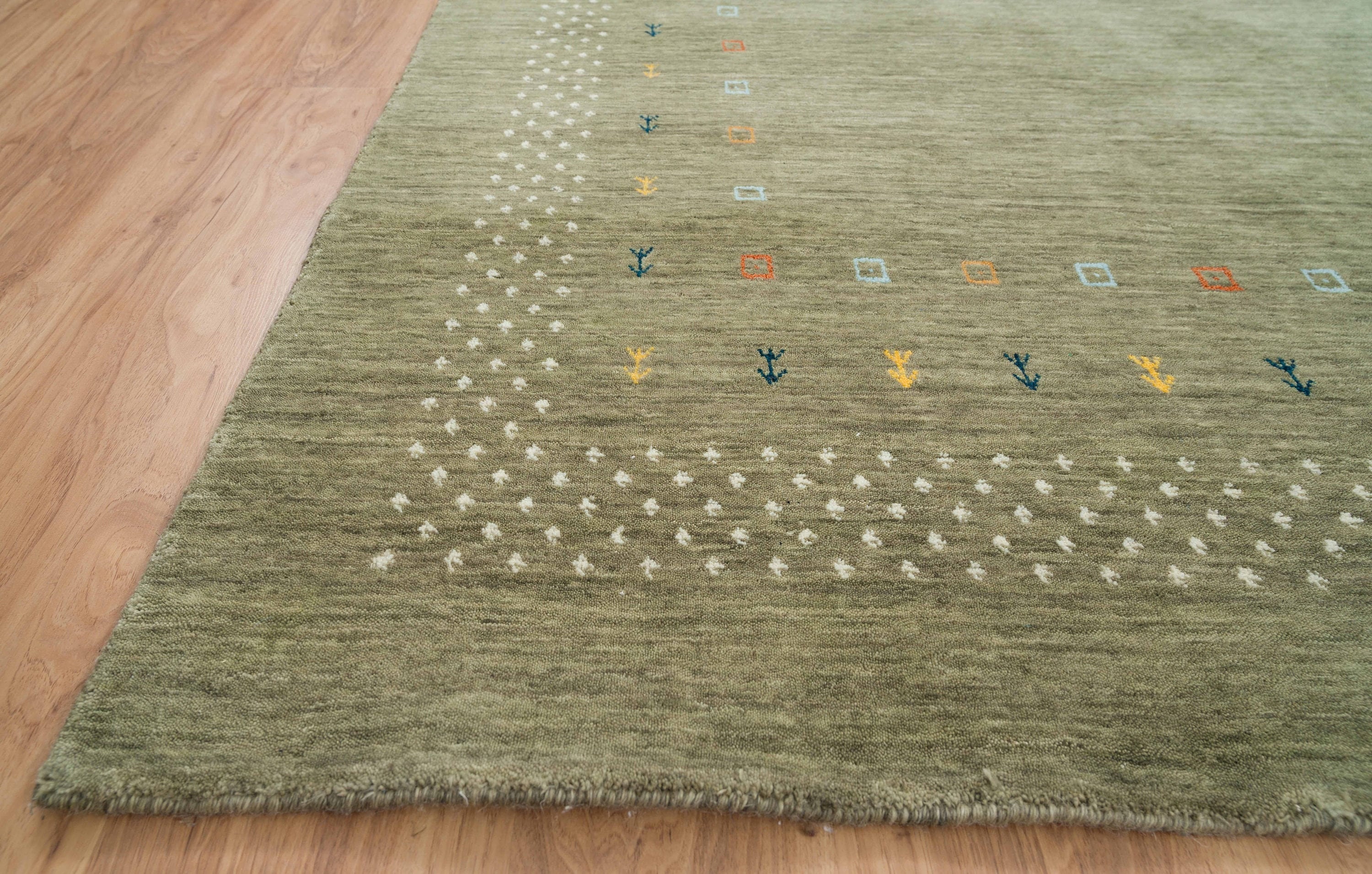 Olive Green Minimal 8 X10 Rug, Hand-knotted Solid Color Wool Rug ...