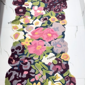 Cassia Floral Rug Pink Multicoloured, Irregular Shape Hand-tufted 100% ...