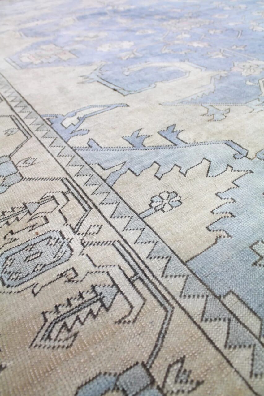 Navy Blue Modern Hand Knotted High Quality Wool Oushak Rug Turkish ...