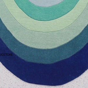 Irregular Kidney Bean Shape Tufted Colorful Rug, Multi-level Pile, Hand ...