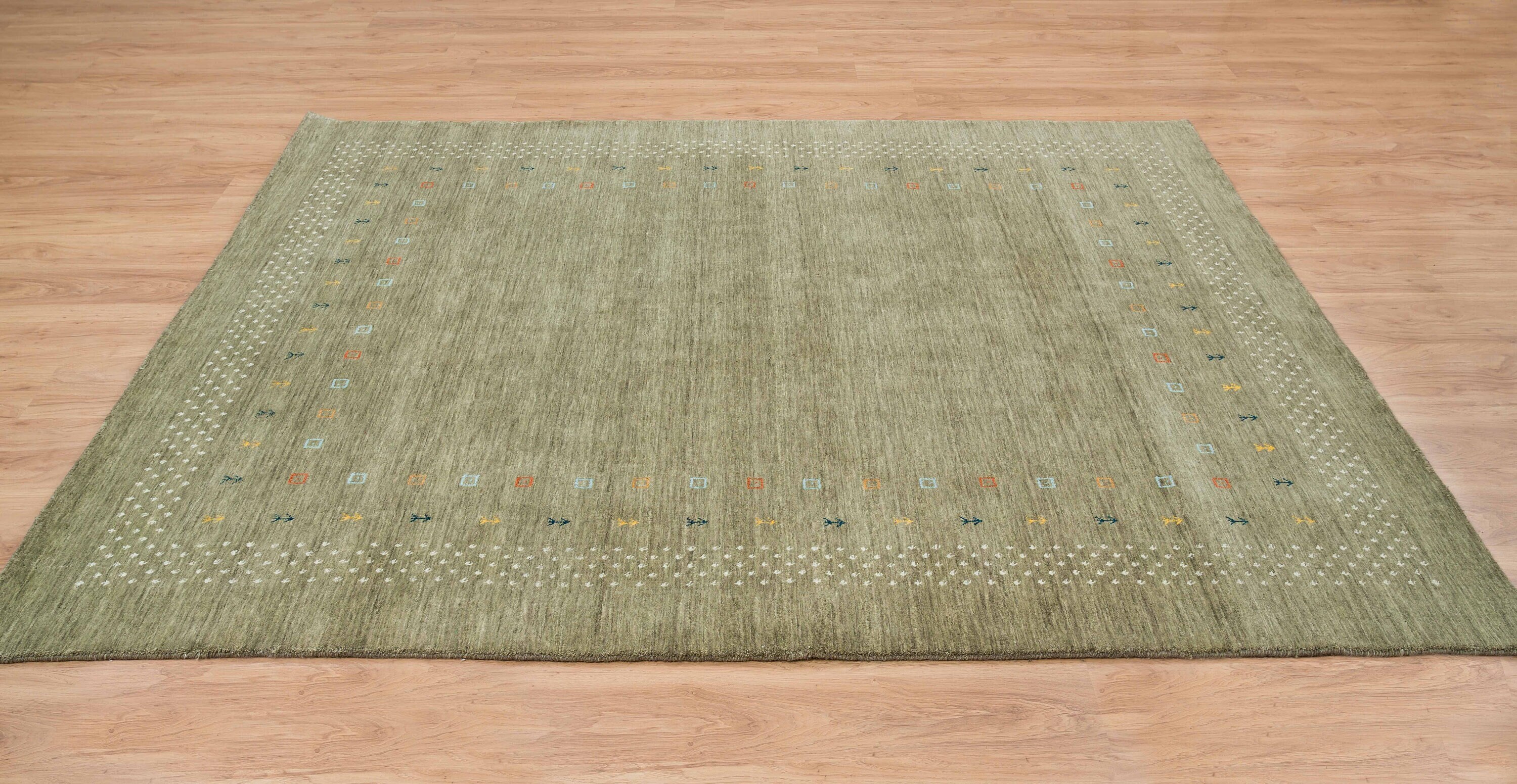 Olive Green Minimal 8 X10 Rug, Hand-knotted Solid Color Wool Rug ...