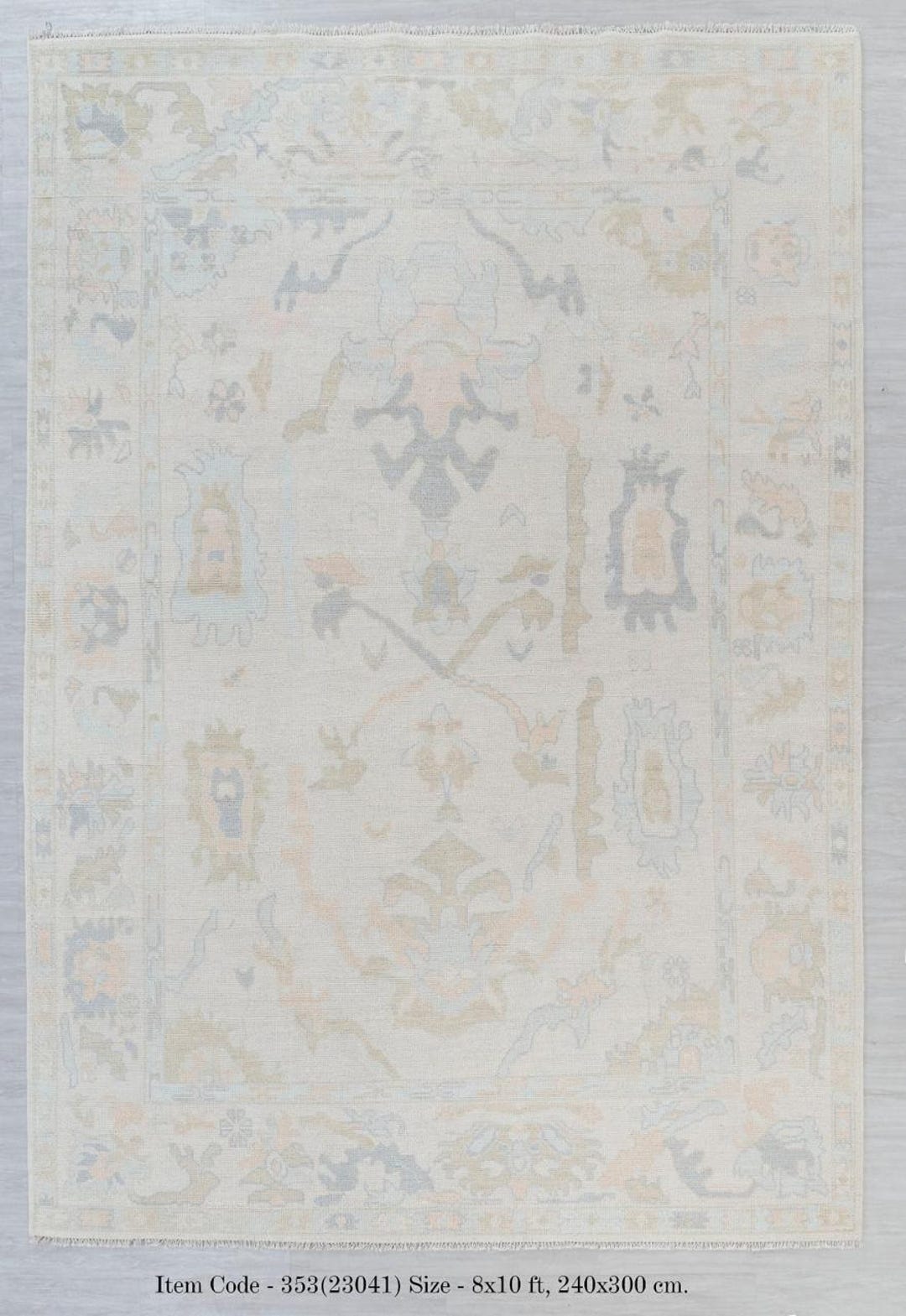 Cream Muted Modern Oushak Rug Premium Wool Hand Knotted Turkish ...
