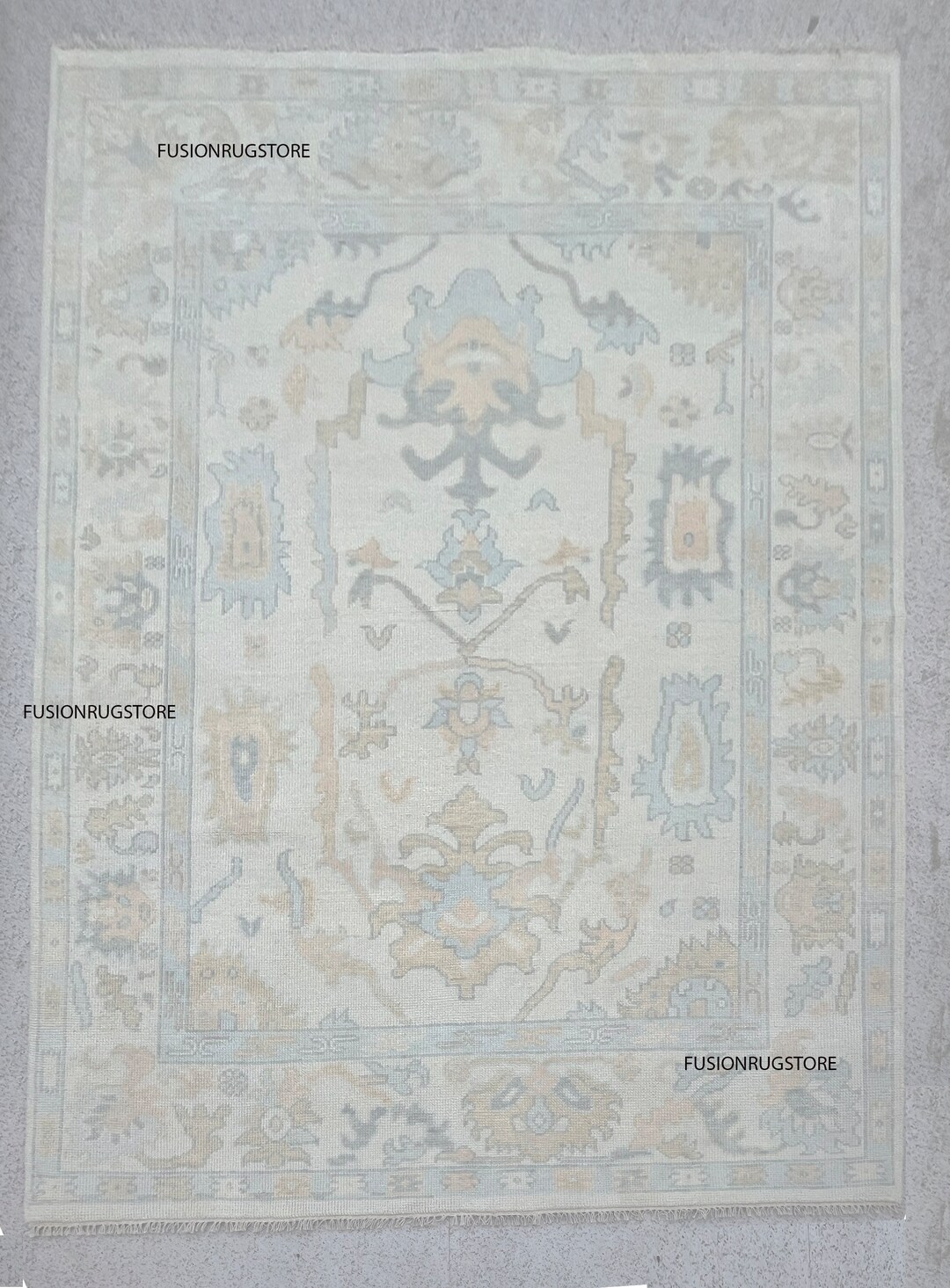 Cream Muted Modern Oushak Rug Premium Wool Hand Knotted Turkish ...