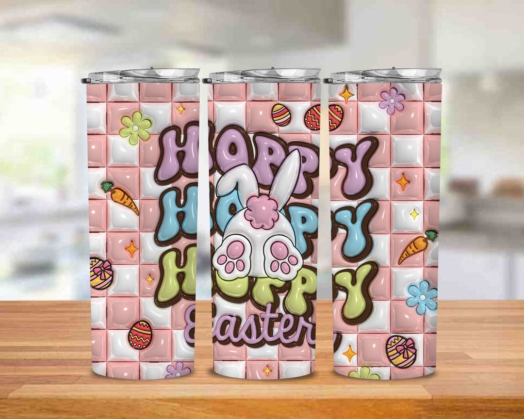 3D Inflated Hoppy Easter Tumbler Wrap, 20oz Skinny Easter, Cartoon ...