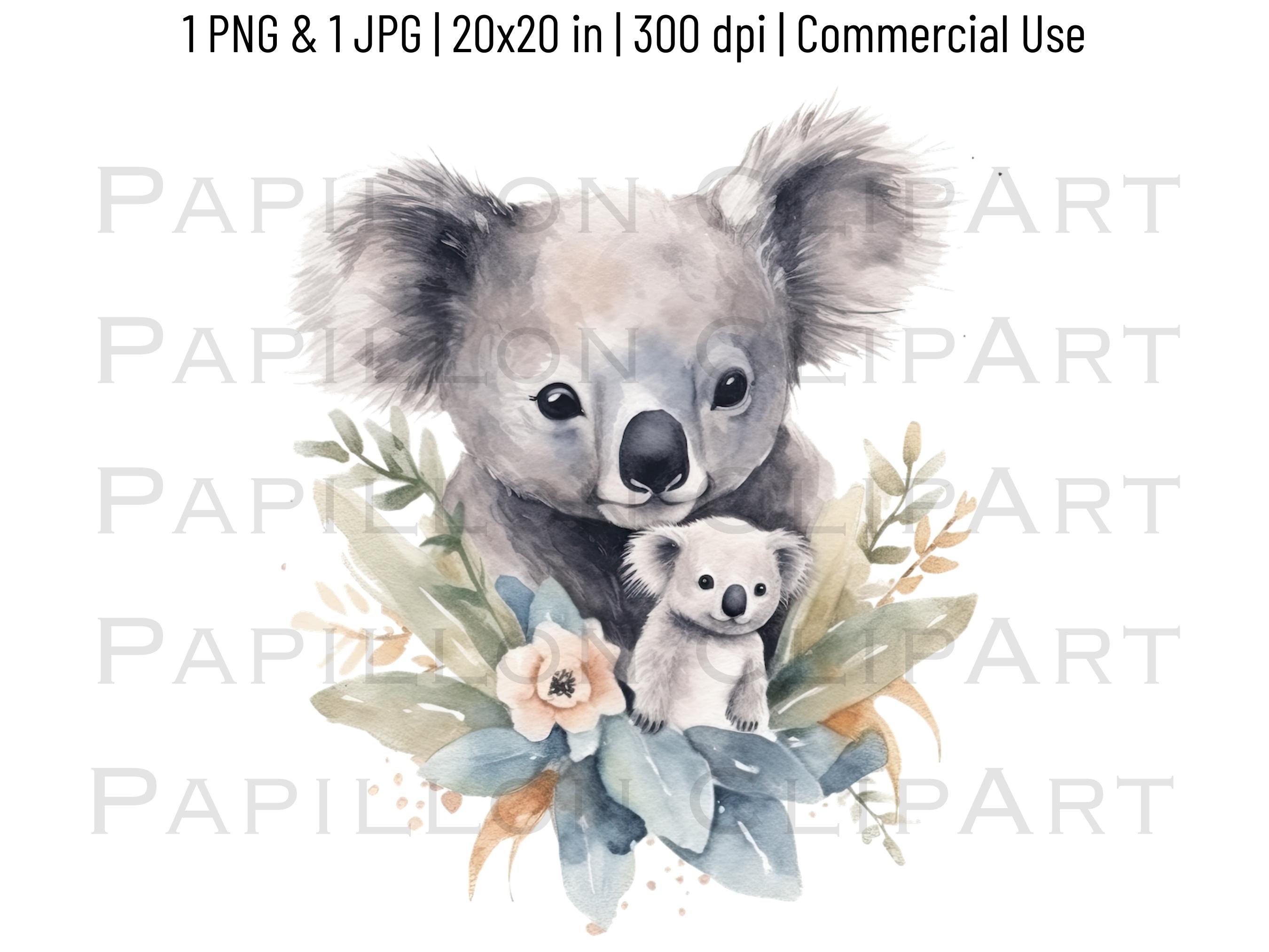 Koala Bear Watercolor Clipart Cute Koala Mom and Baby Koala - Etsy
