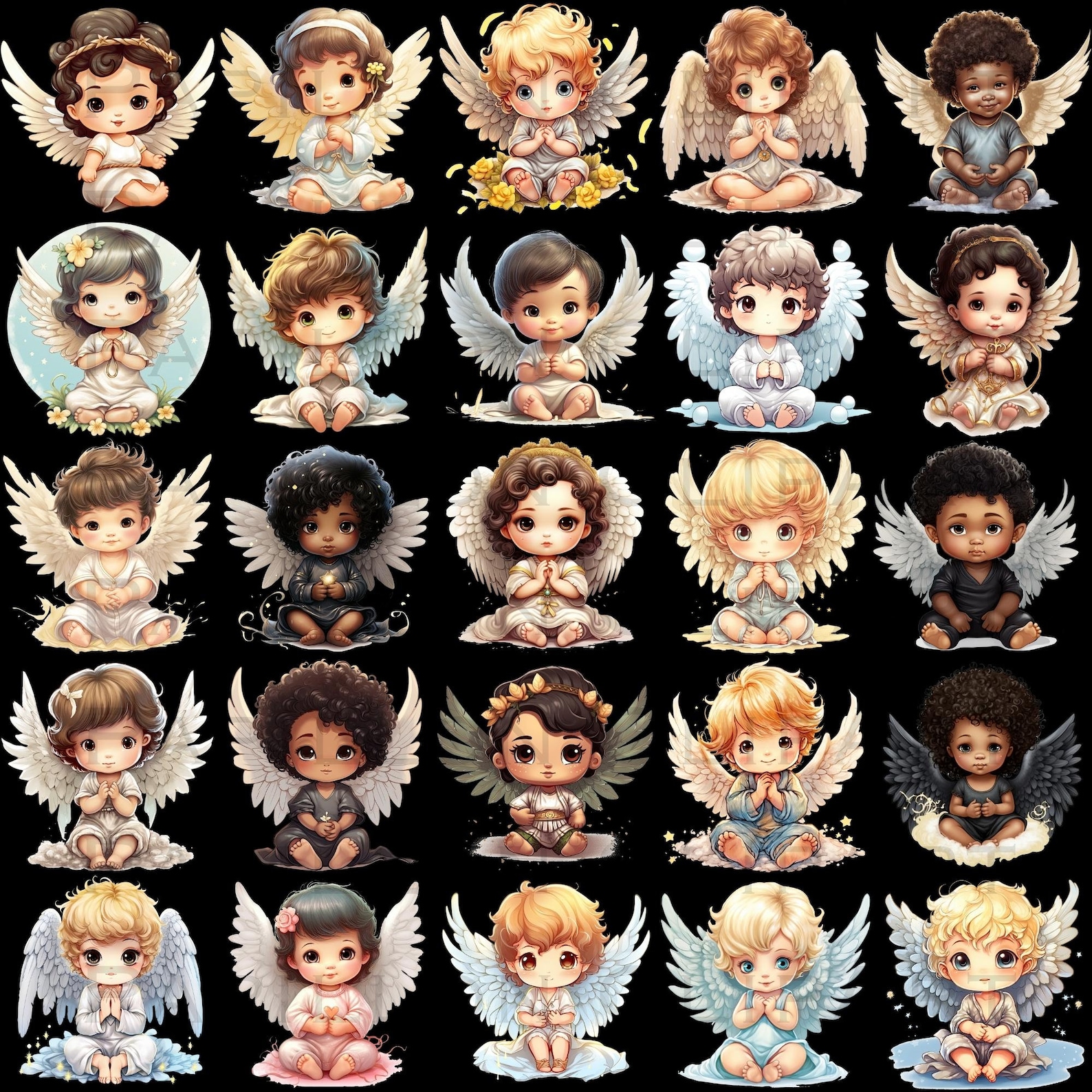 Cute Baby Angel Clipart 25 Transparent PNG L Halo Babies With Angel Wings Girl Boy Baby Shower ...