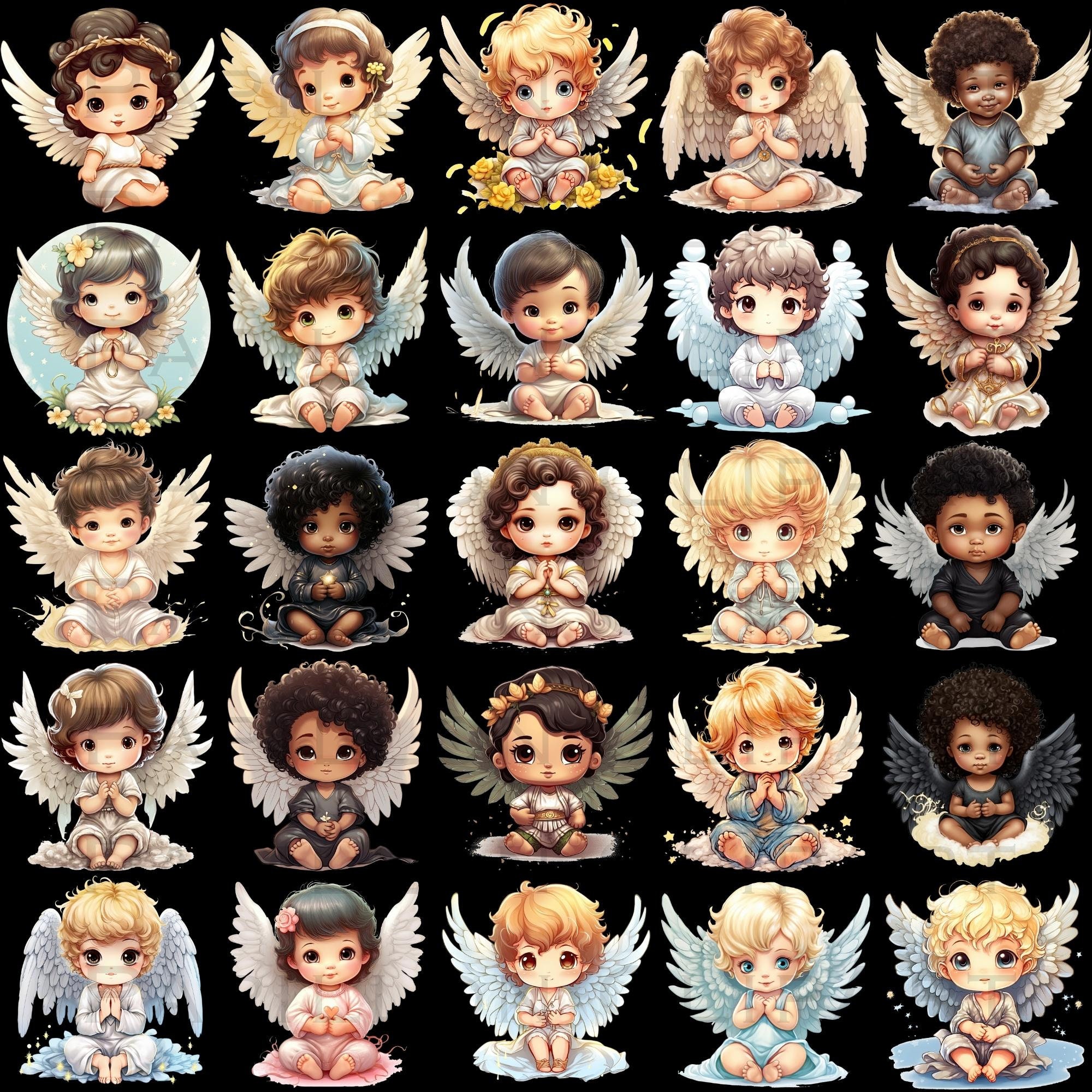 Cute Baby Angel Clipart 25 Transparent PNG L Halo Babies With Angel Wings Girl Boy Baby Shower ...