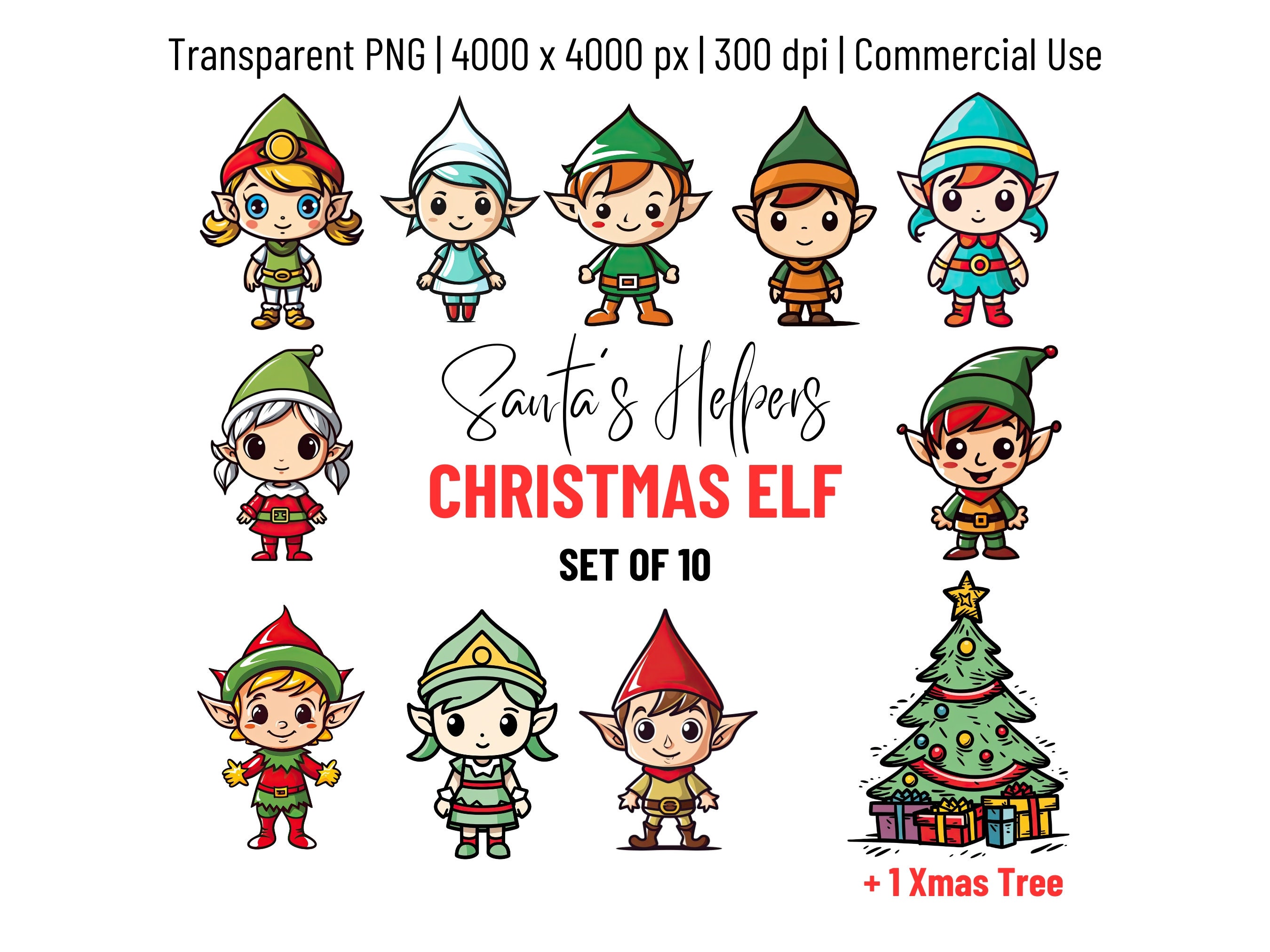 Christmas Elf Clipart | 10 Transparent PNG L High Quality Xmas Elves ...