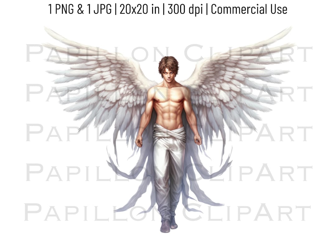 Guardian Angel Watercolor Clipart | Man With Wings Transparent PNG ...