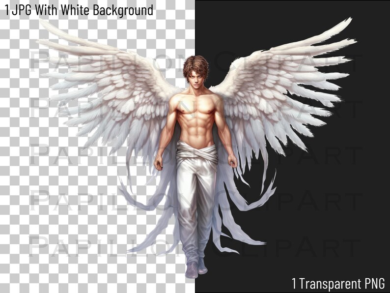 Guardian Angel Watercolor Clipart | Man With Wings Transparent PNG ...