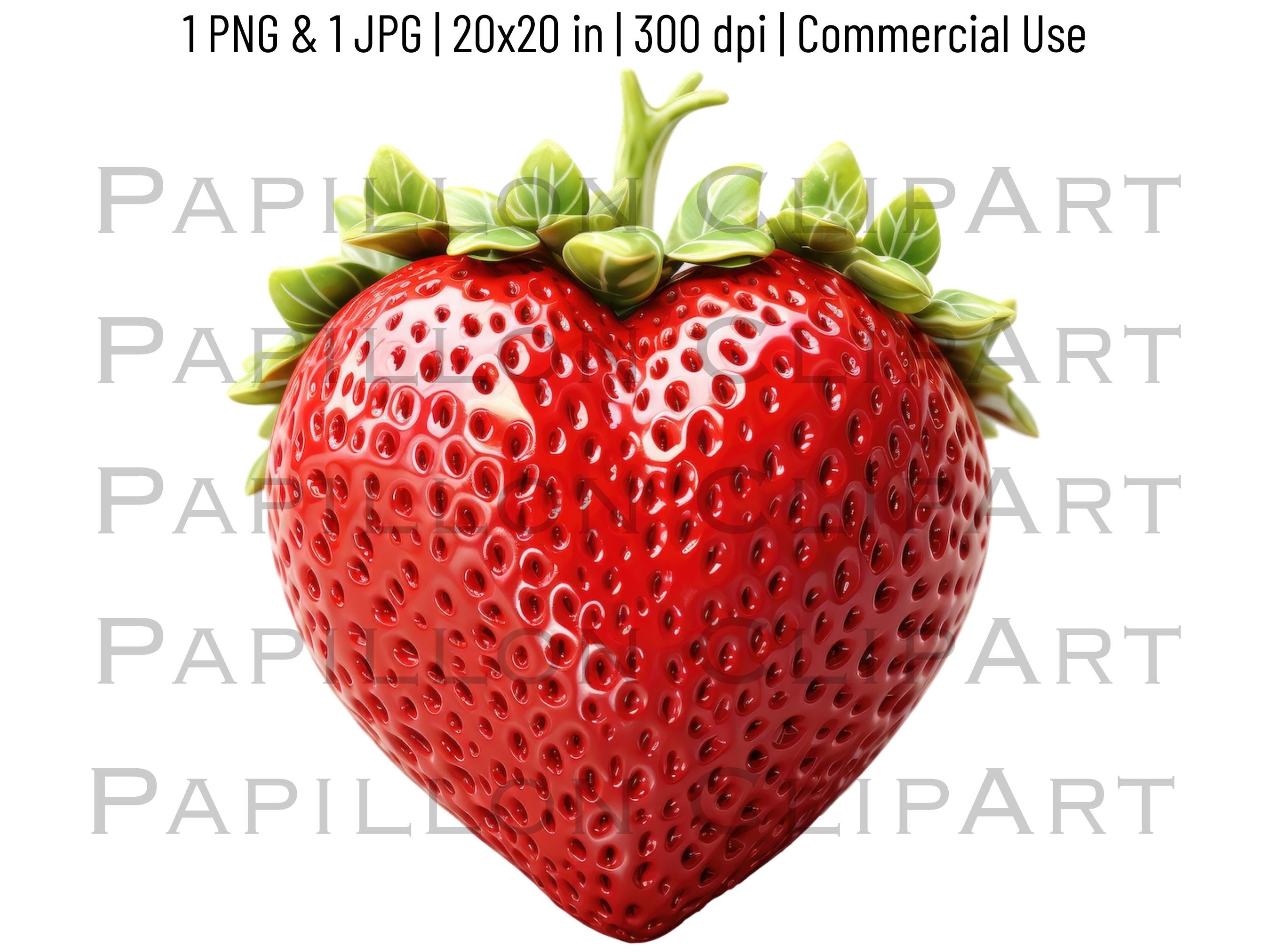 Heart Shaped Strawberry Clipart | Strawberry Heart PNG | Cute 3D Berry ...