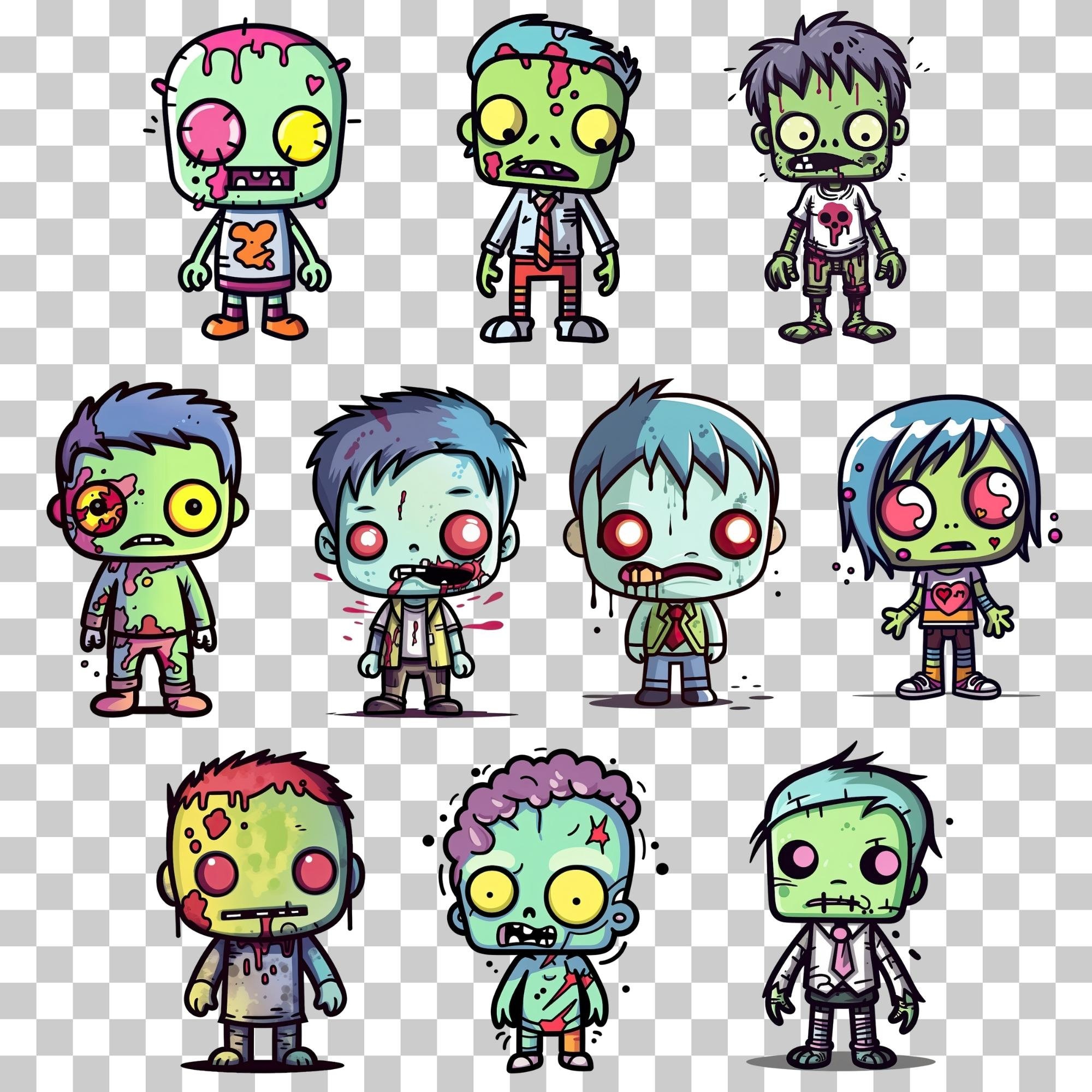 Cute Halloween Zombie Clipart 1 | 10 Transparent PNG L Digital Art ...