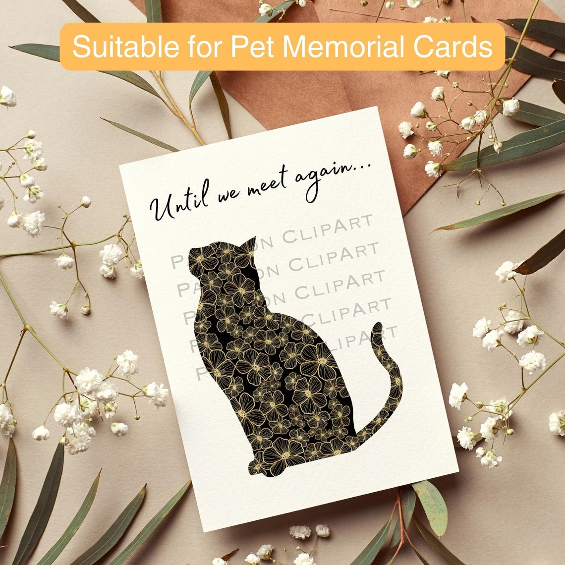 Floral Cat Silhouette Clipart Bundle 20 Transparent PNG L - Etsy