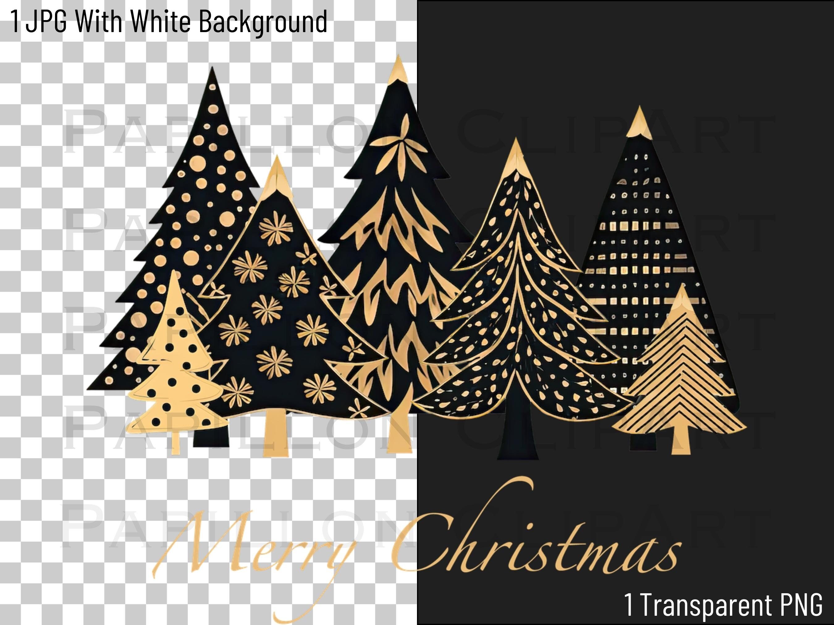 Christmas Tree Clipart | Black and Gold Xmas Tree Transparent PNG ...