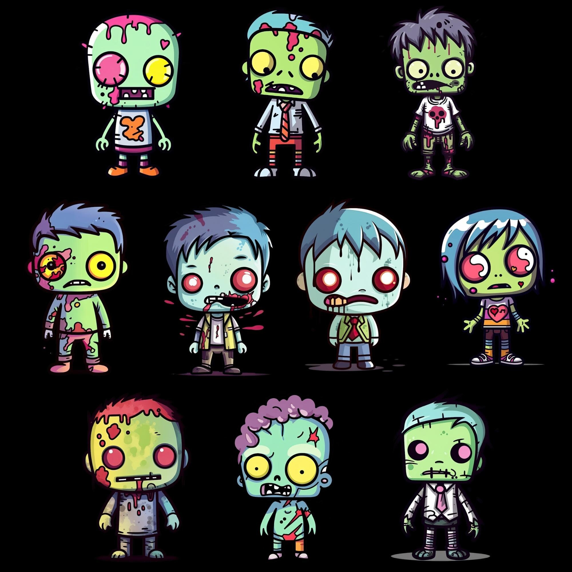 Cute Halloween Zombie Clipart 1 | 10 Transparent PNG L Digital Art ...