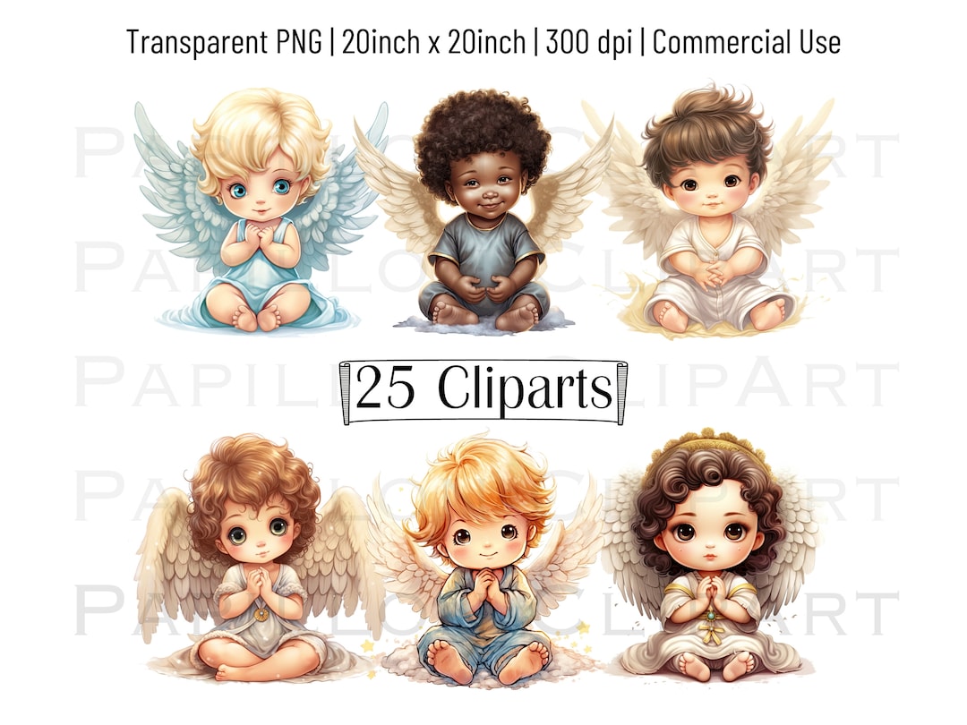 Cute Baby Angel Clipart 25 Transparent PNG L Halo Babies With Angel Wings Girl Boy Baby Shower ...
