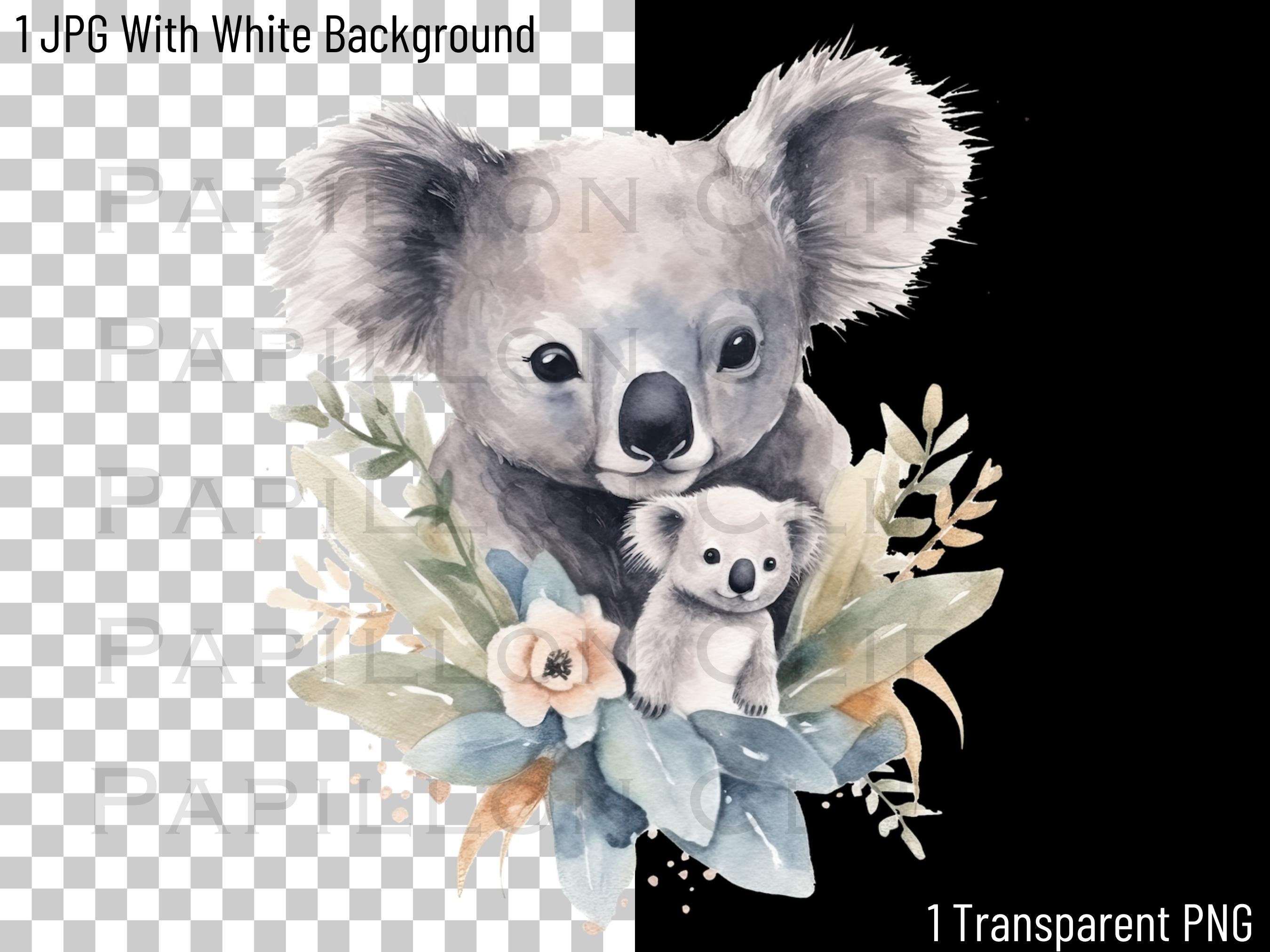 Koala Bear Watercolor Clipart Cute Koala Mom and Baby Koala - Etsy