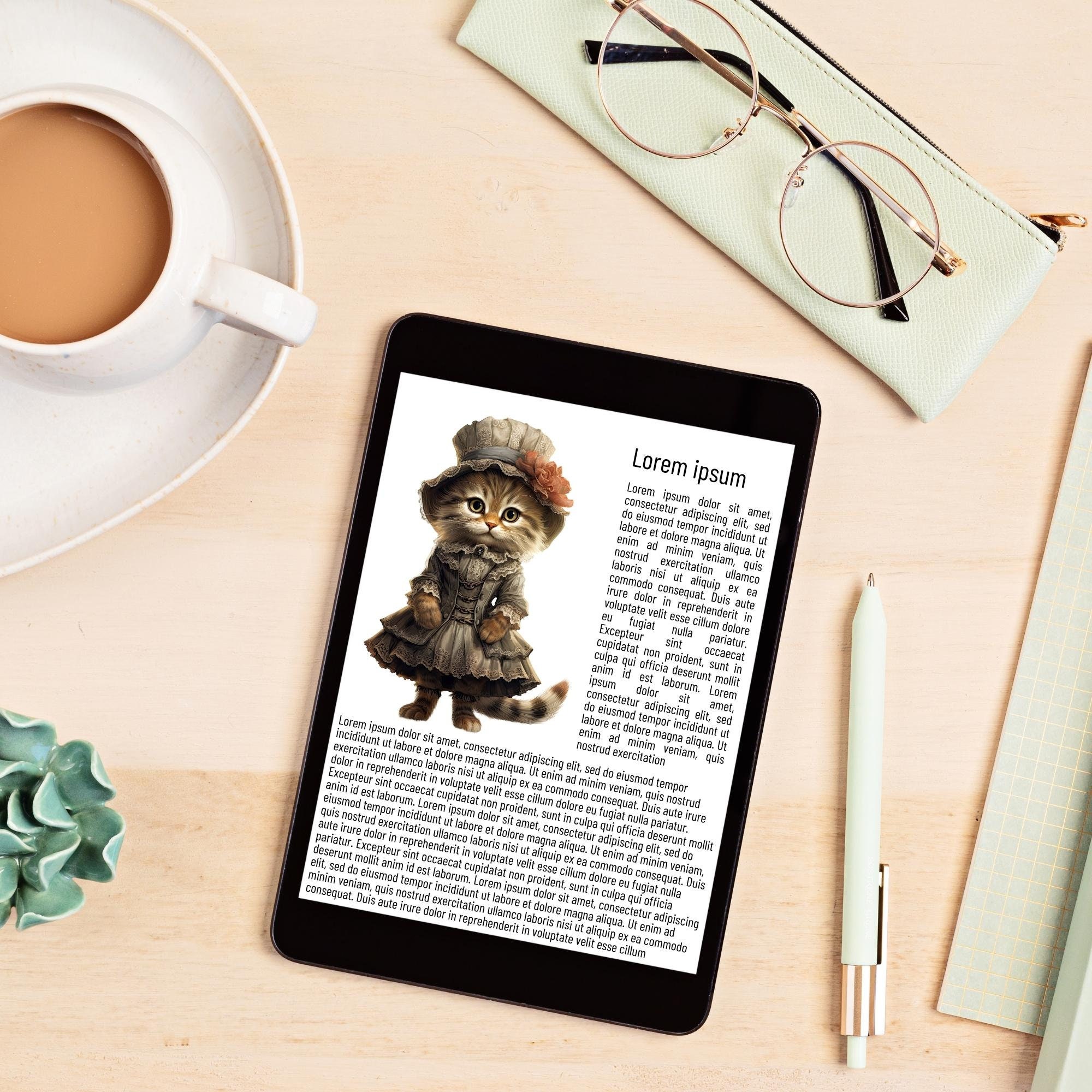 Victorian Cat Clipart 2 10 Transparent PNG L High Quality - Etsy