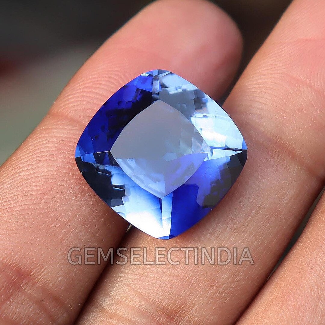 24.55 Ct Natural Blue Gem | Cushion Shape Faceted Stone | Jewelry ...