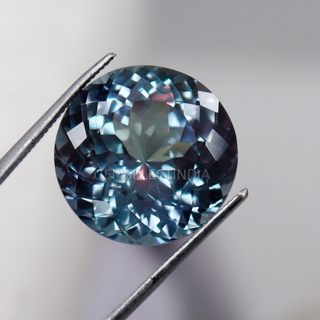 Color Change Alexandrite Gemstone: 16+ Ct Round Faceted Natural Loose ...