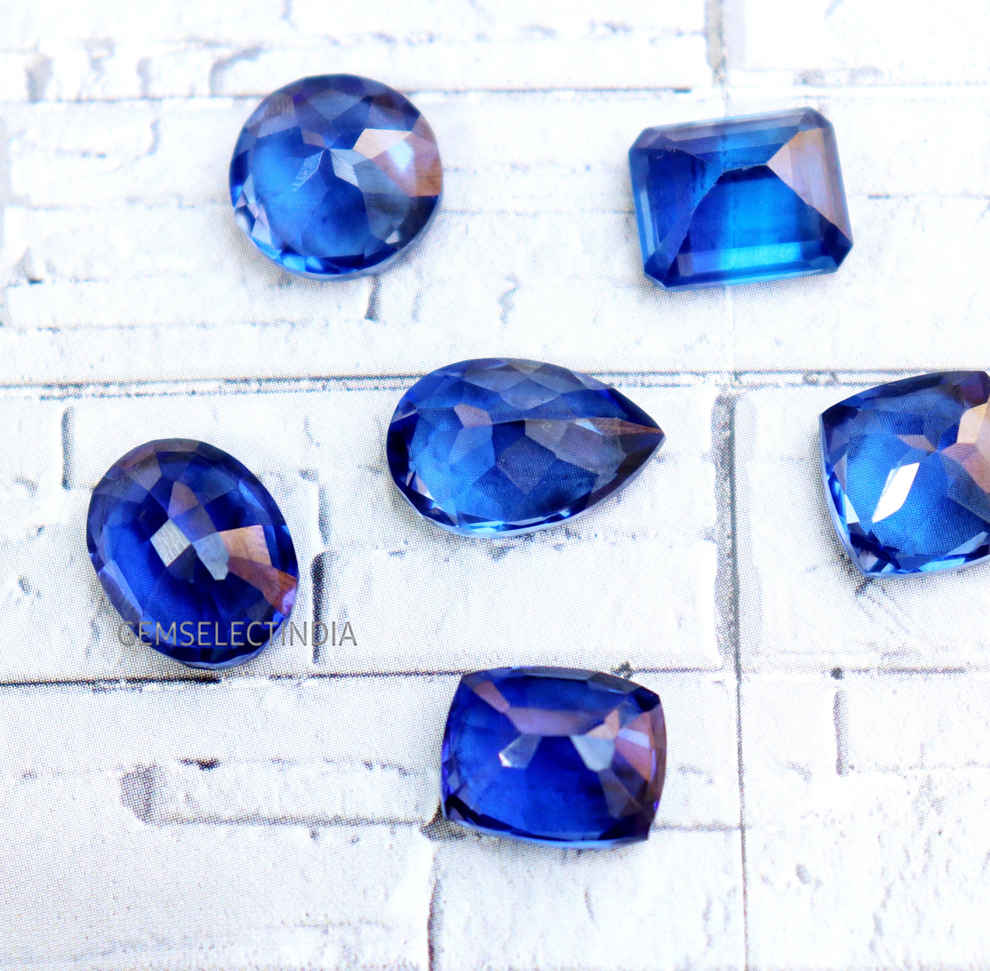 MIX SHAPE Blue Sapphire 60 Cts Lot Natural Faceted Srilankan Certified ...