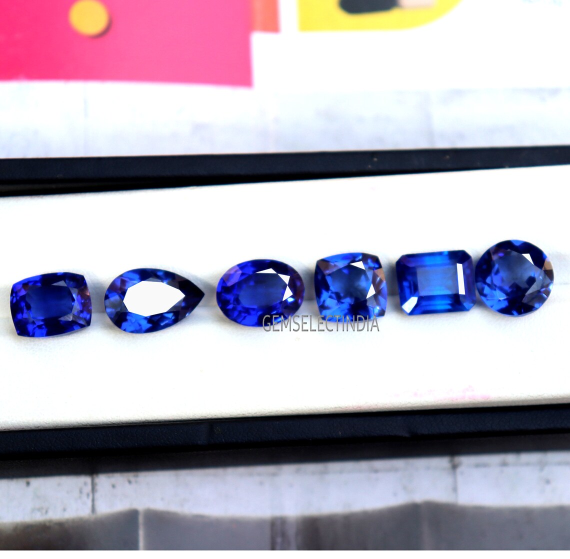 MIX SHAPE Blue Sapphire 60 Cts Lot Natural Faceted Srilankan Certified ...