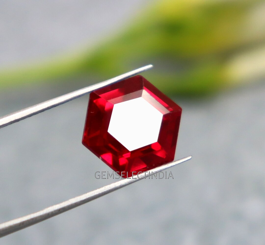 Hexagon Burmese Ruby: 6 Ct Faceted Loose Gemstone Christmas Offer - Etsy