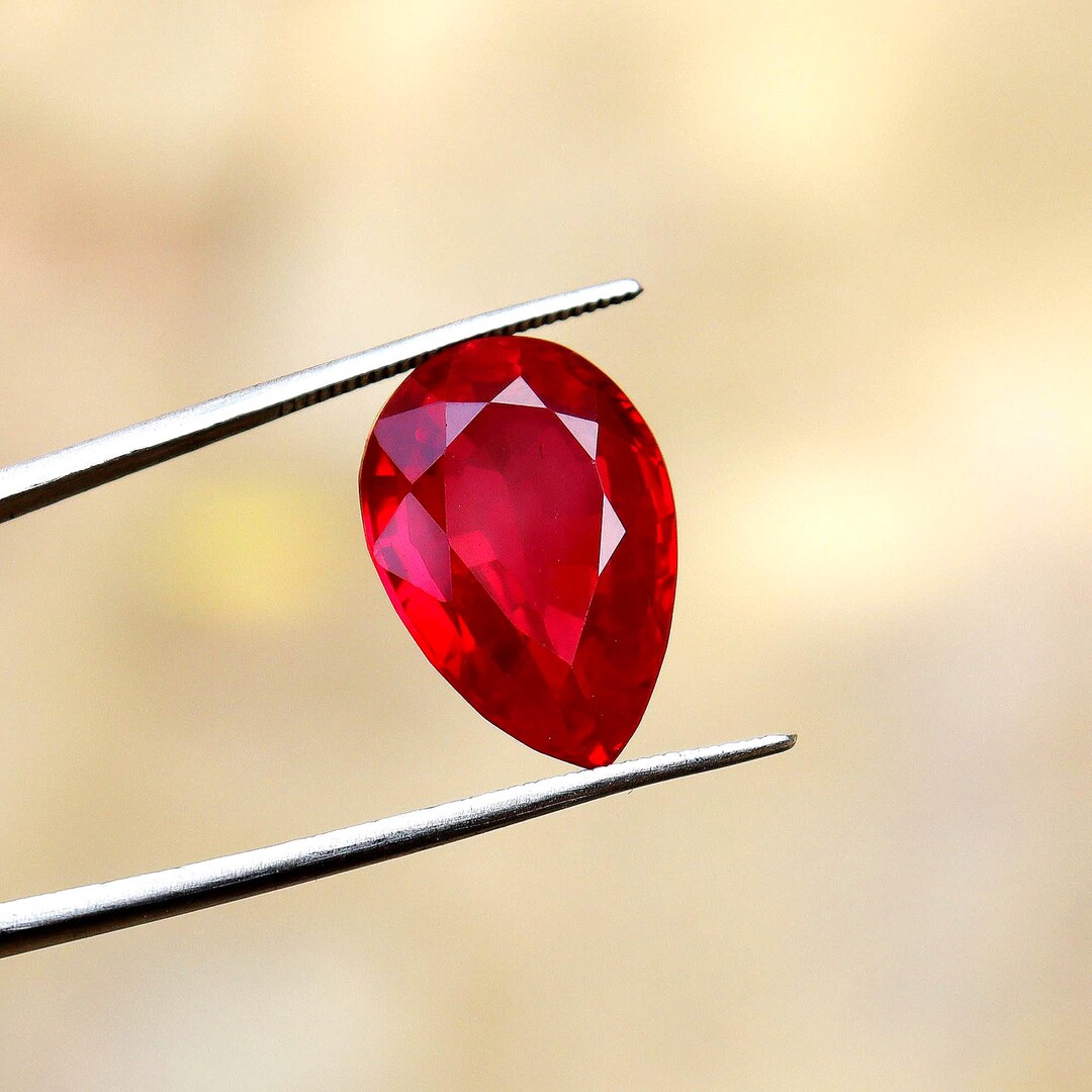 13.20 CT Pear Cut Burmese Ruby: Natural Red Gemstone, GGI Certified - Etsy