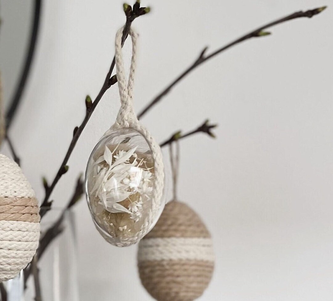 Set of Dried Flowers Macrame Easter Eggs for Hanging - Etsy