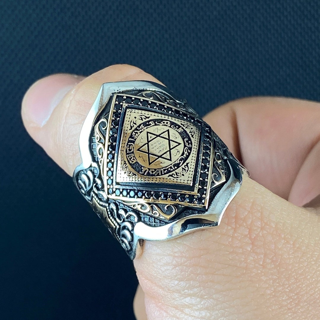 Seal of Solomon Thumb Archer Silver Handmade Ring Arabic - Etsy