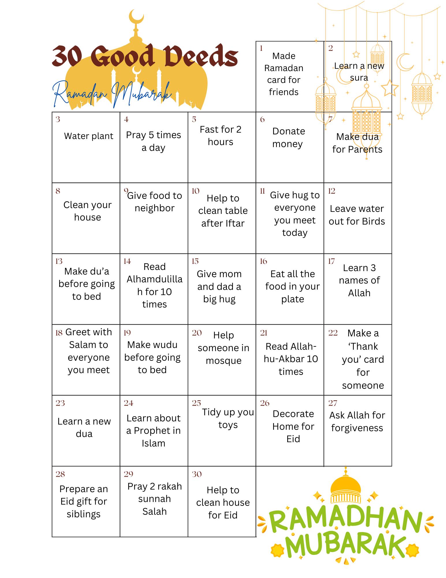 30 Good Deeds: Ramadan Activity - Etsy
