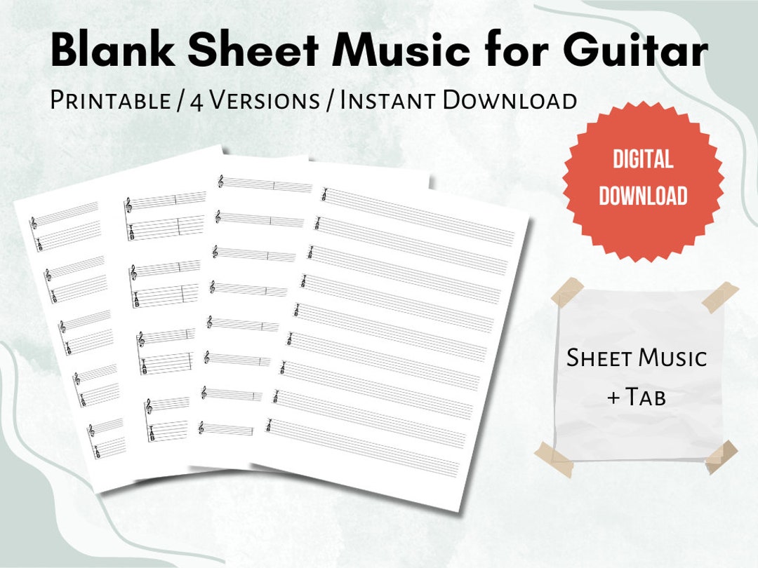 Blank Sheet Music and Tab for 6 Strings Guitar / With or Without ...