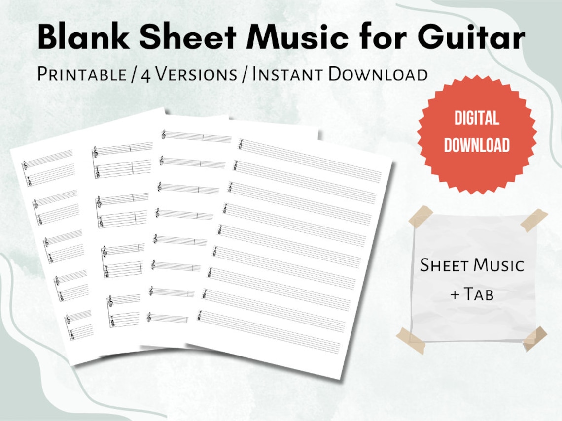 Blank Sheet Music and Tab for 6 Strings Guitar / With or Without ...