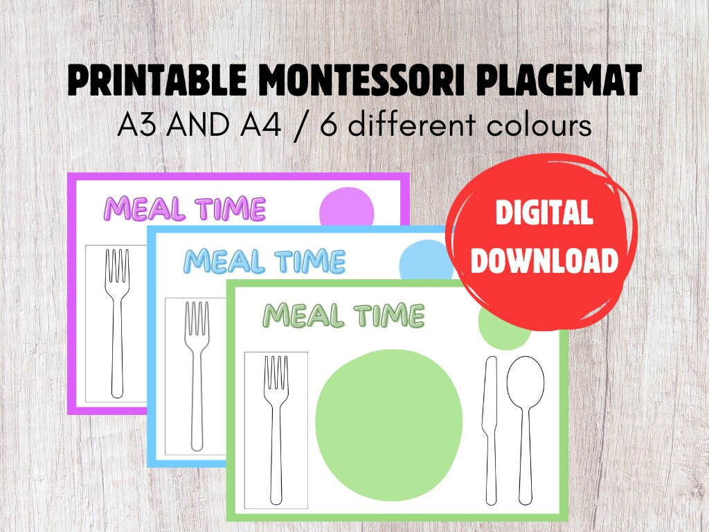 Printable Montessori Placemat for Kids and Toddlers | Educational Food ...