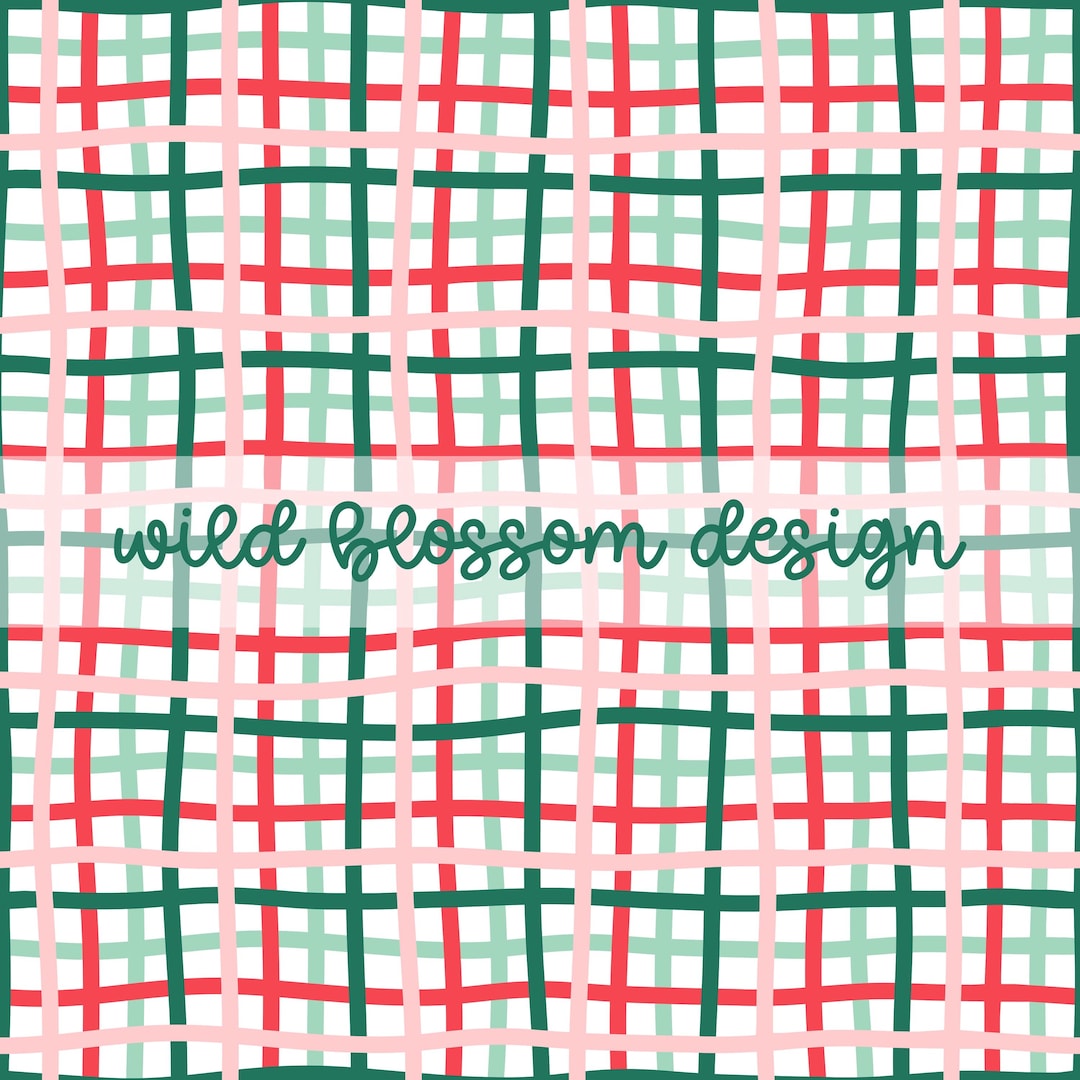 Christmas Wavy Plaid Gingham Red Green Pink Seamless Repeating Pattern ...
