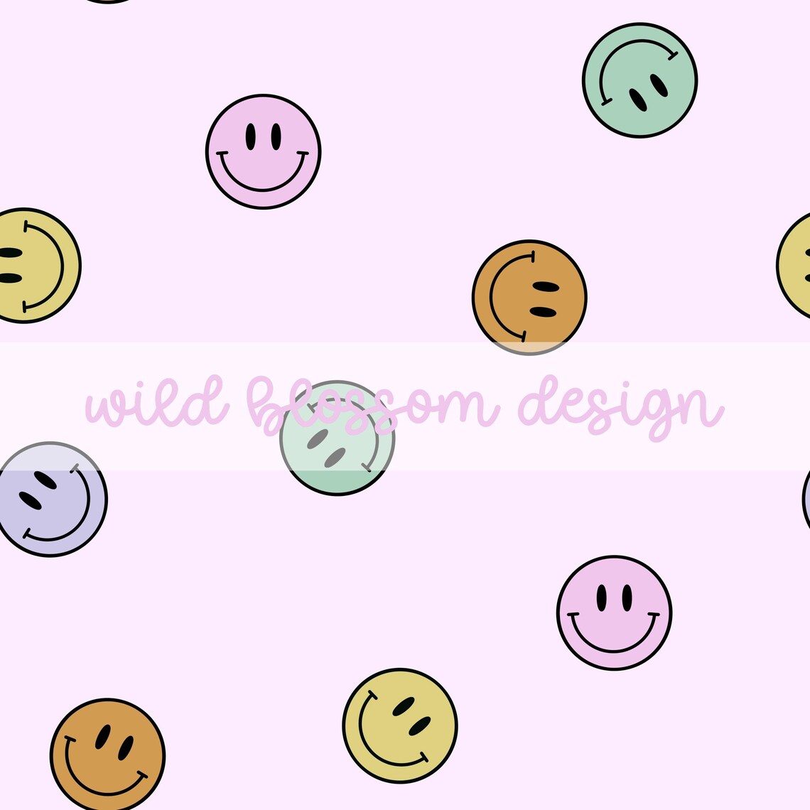 Happy Face Smile Trendy Boho Girl Seamless Repeating Pattern Digital ...