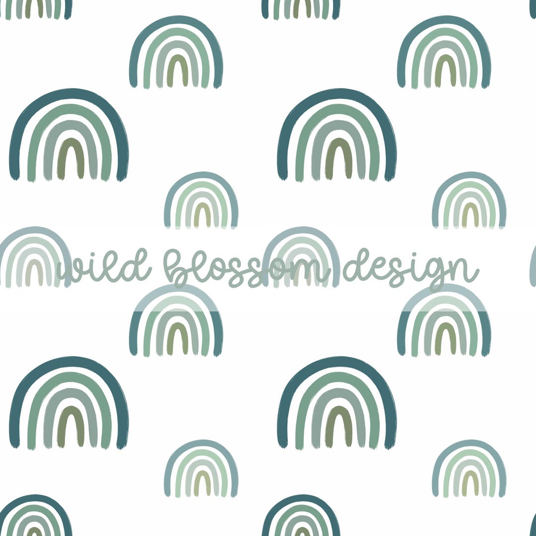 Boho Green Gouache Painted Rainbows St. Patrick's Day Seamless ...