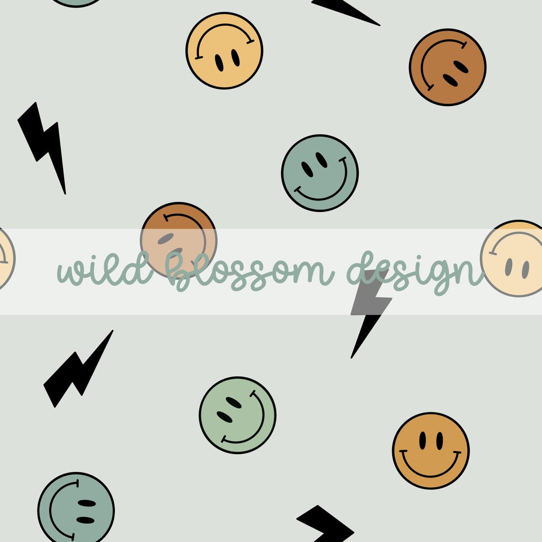 Smile Happy Face With Lightening Bolts Boho Trendy Boy Seamless ...