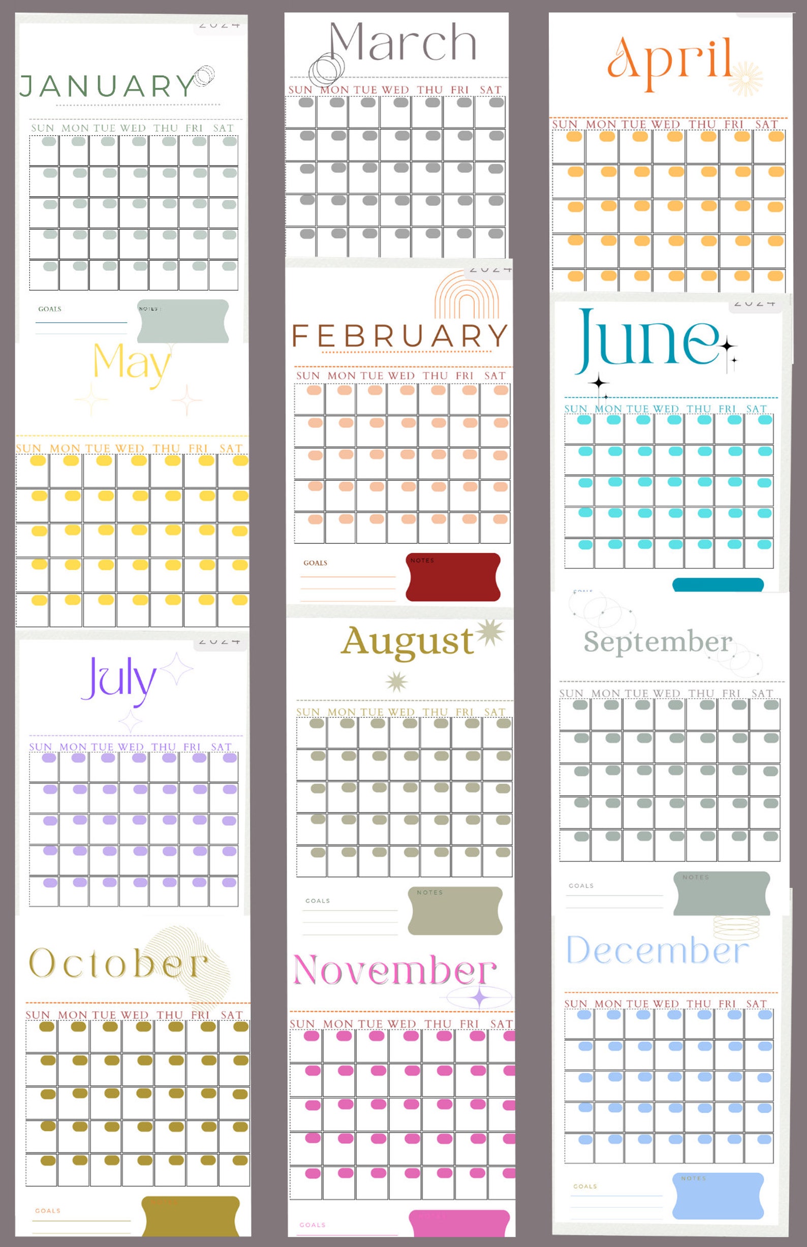 12 Printable Digital Desk Calendar Printable Digital Calendar Printable ...