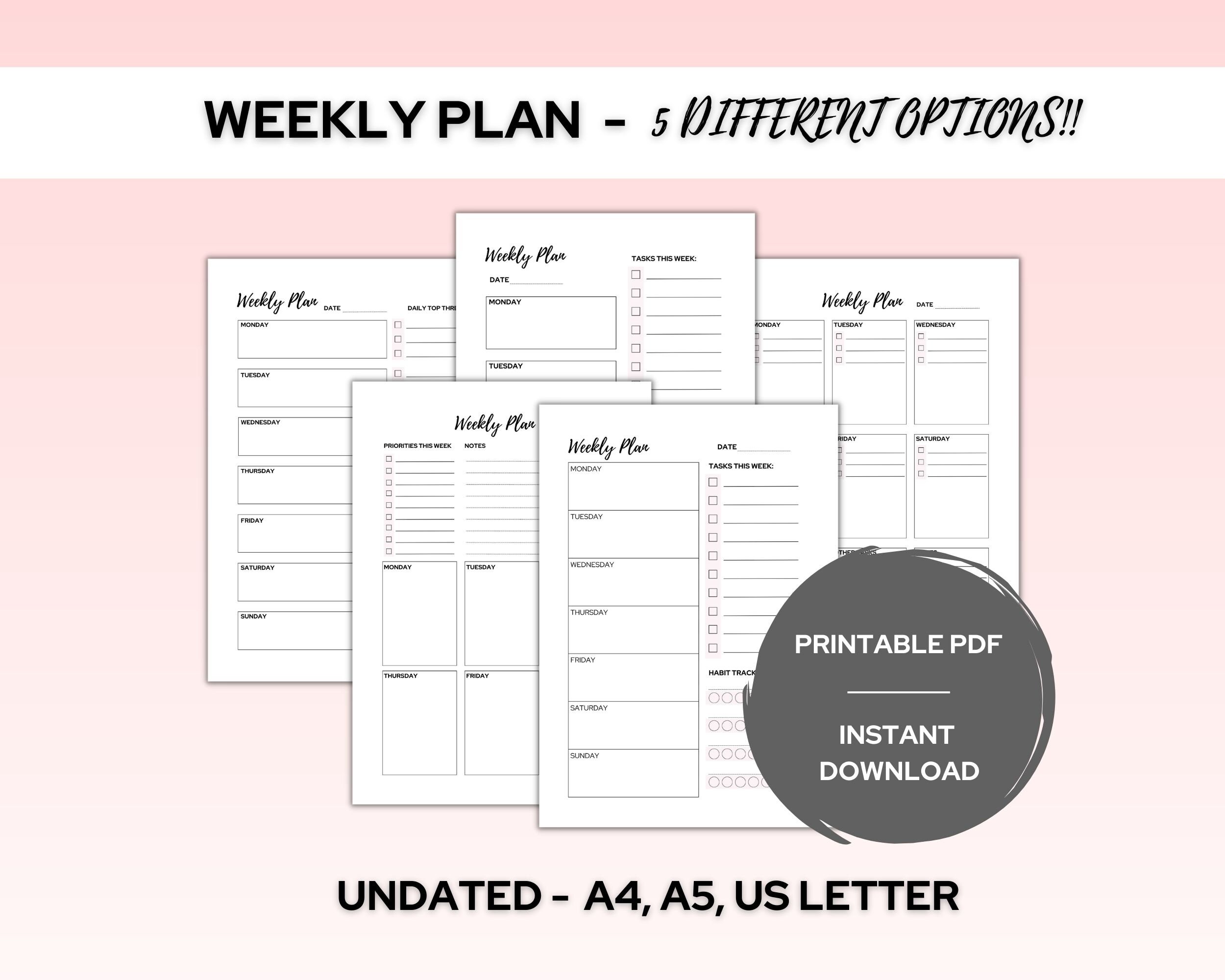 Fillable Weekly Planner Printable ' Weekly Planner - Etsy