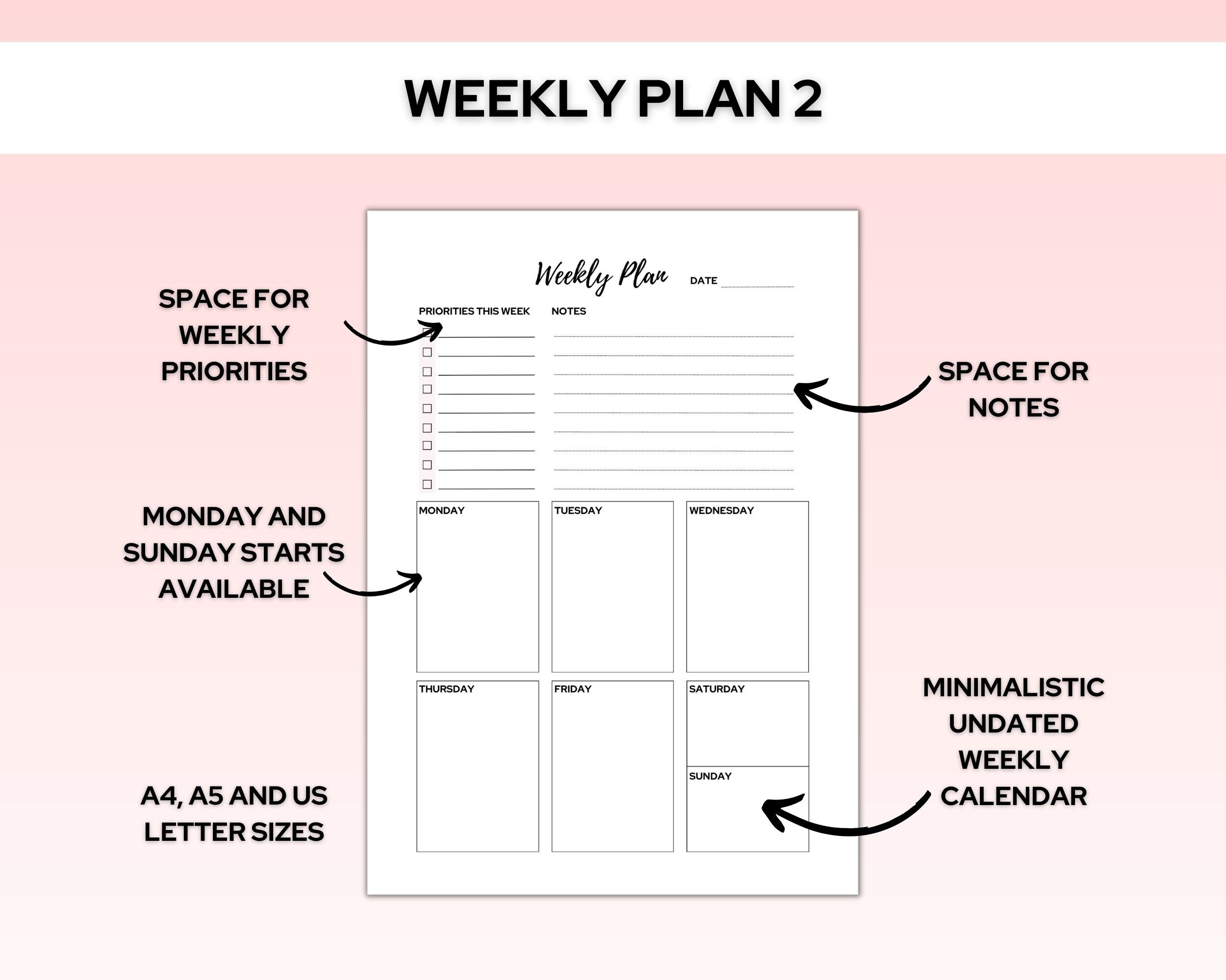 Fillable Weekly Planner Printable ' Weekly Planner - Etsy