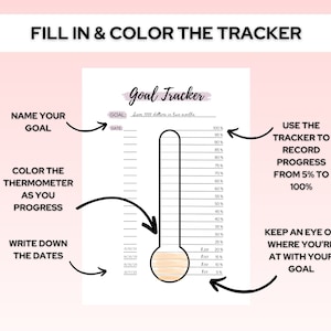 Thermometer Goal Tracker, Goal Setting Thermometer, Fundraising ...