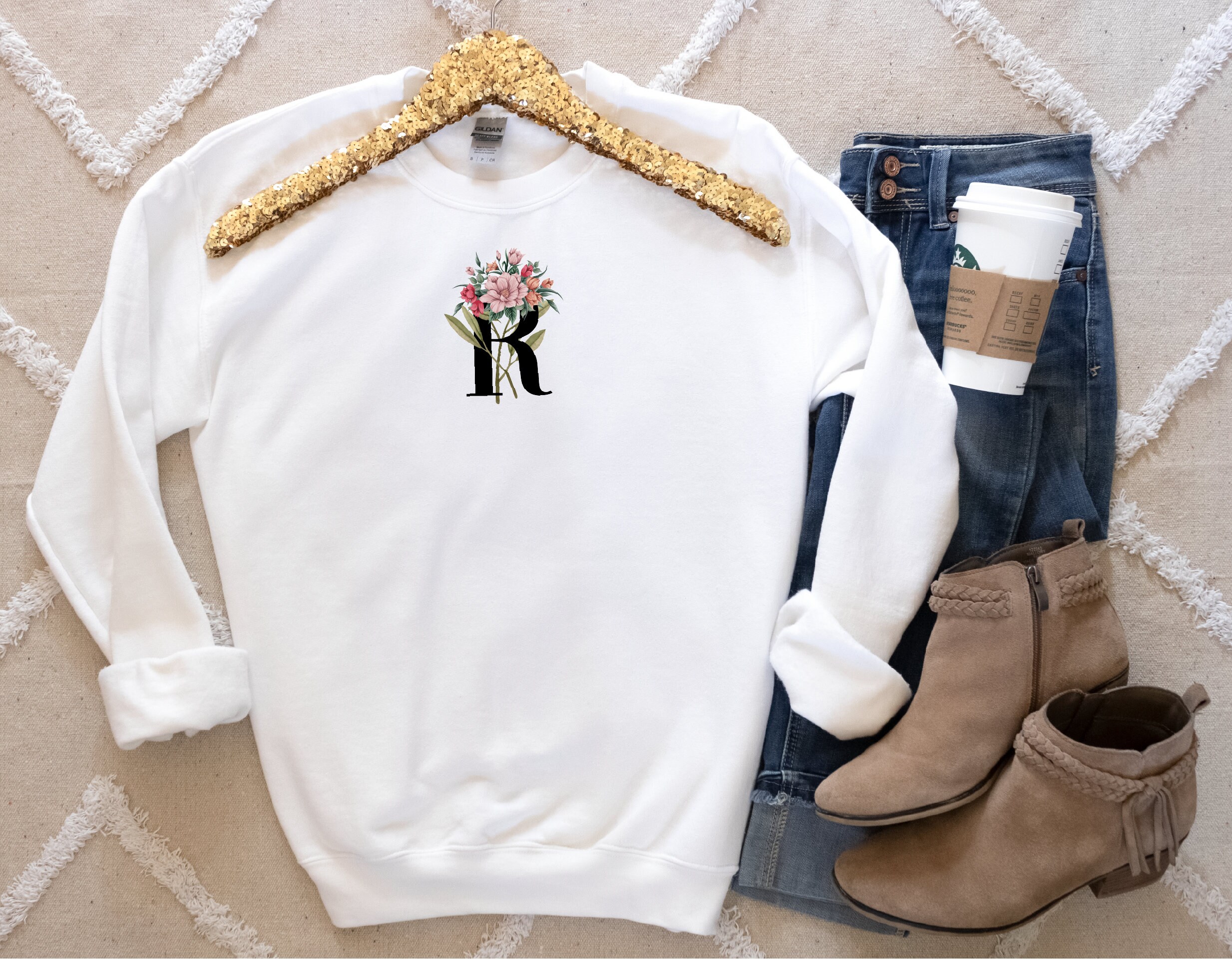 Alphabet Initial Sweatshirt, Alphabet Sweatshirt, Custom Sweatshirt and ...