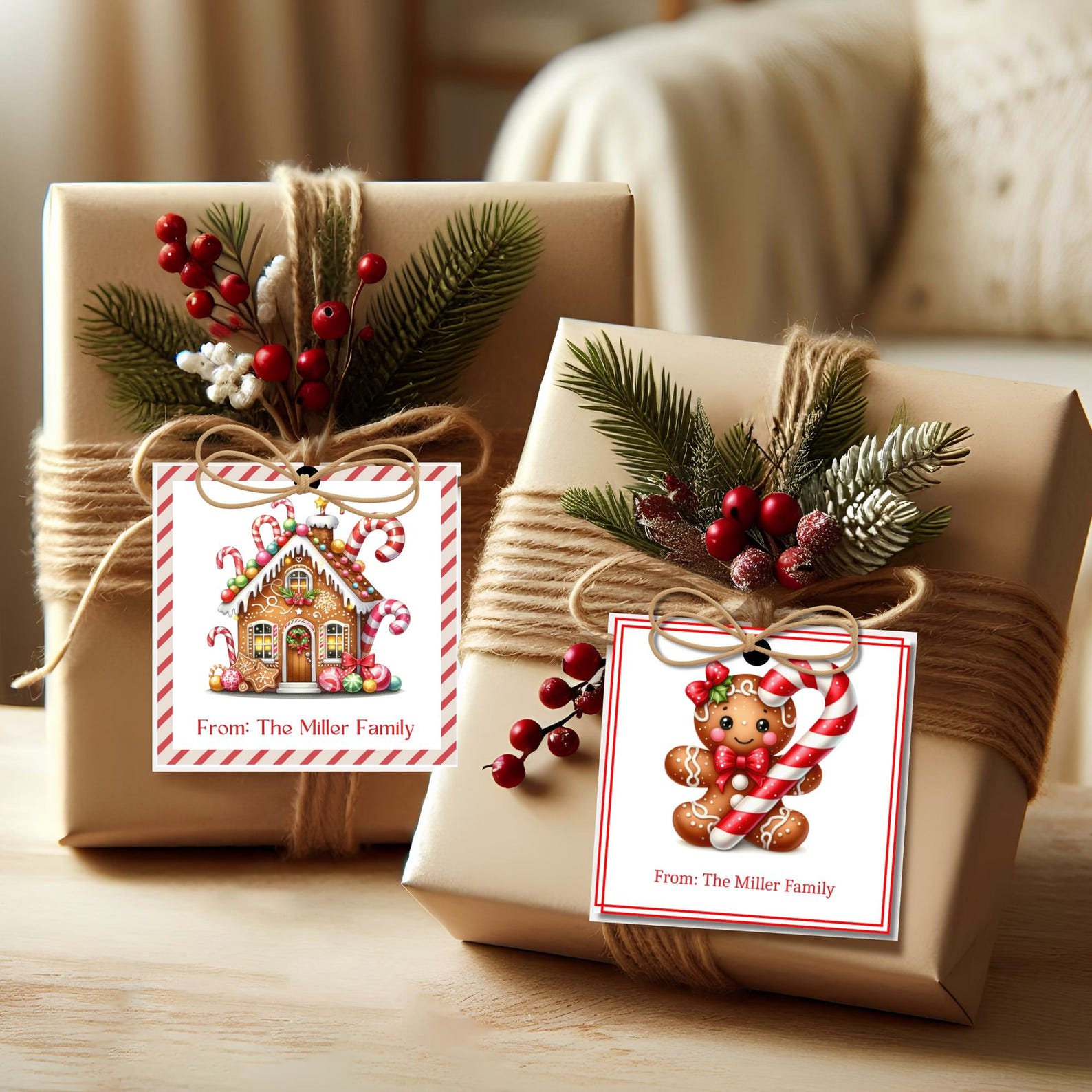Digital Gingerbread Christmas Holiday Gift Tags 2.5 X 2.5 Presents ...