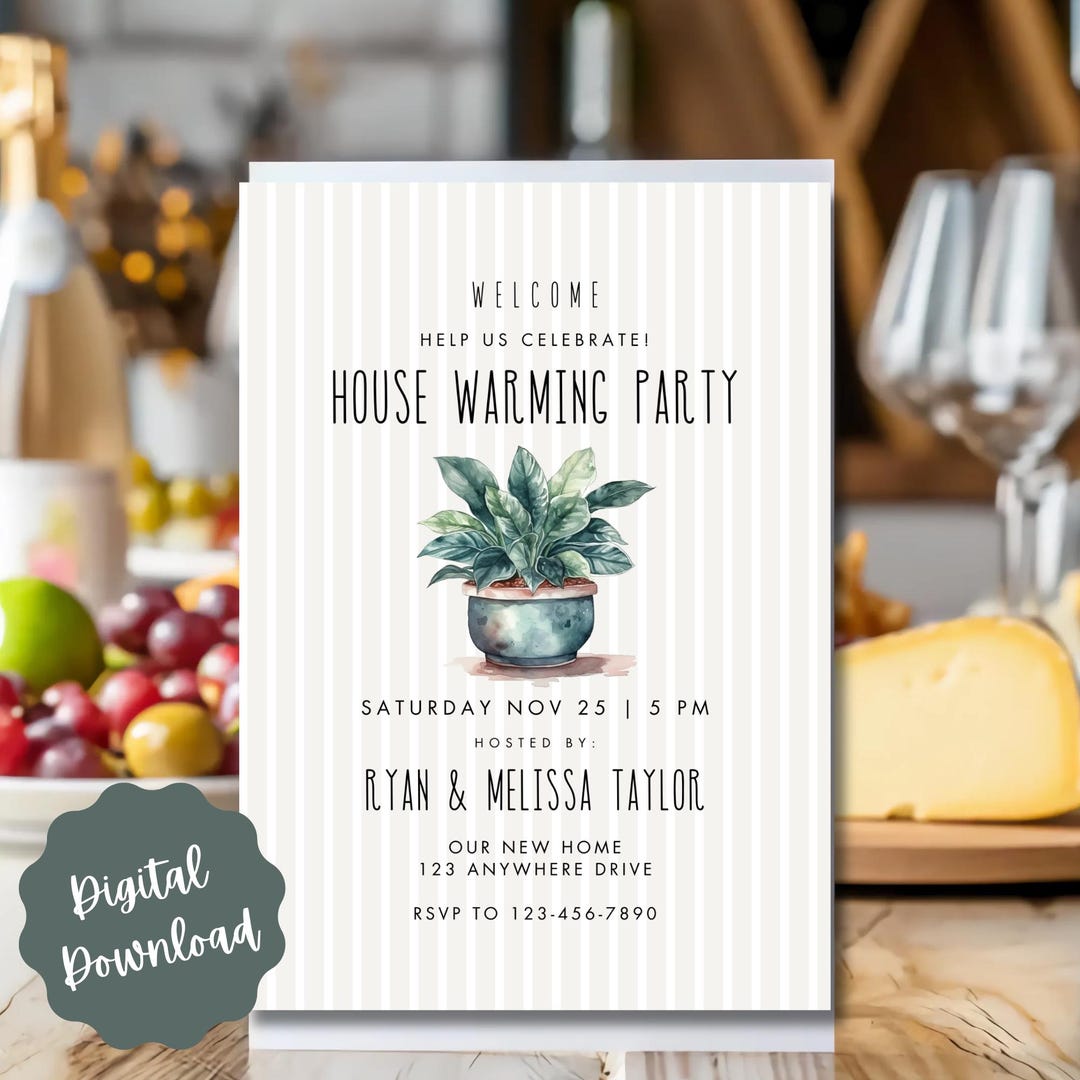 Digital Housewarming Party Shower Invitation Houseplant Move in Party ...