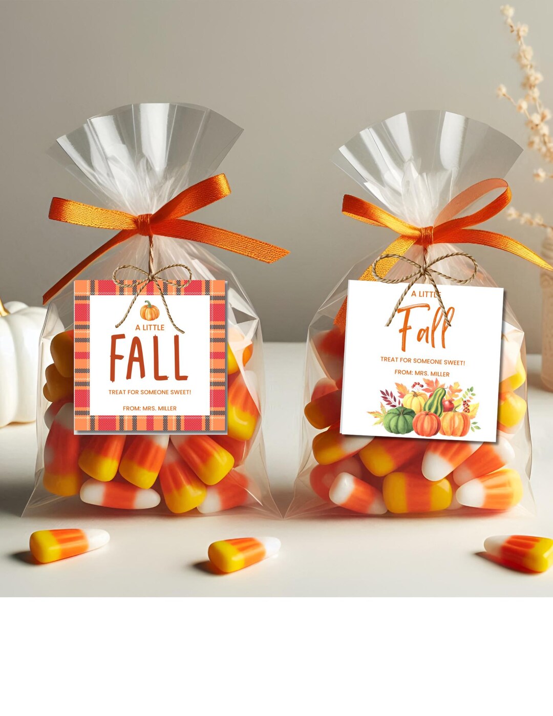Digital Fall Thanksgiving Pumpkin Treat Gift Tags Teacher Treat Bag 2.5 ...