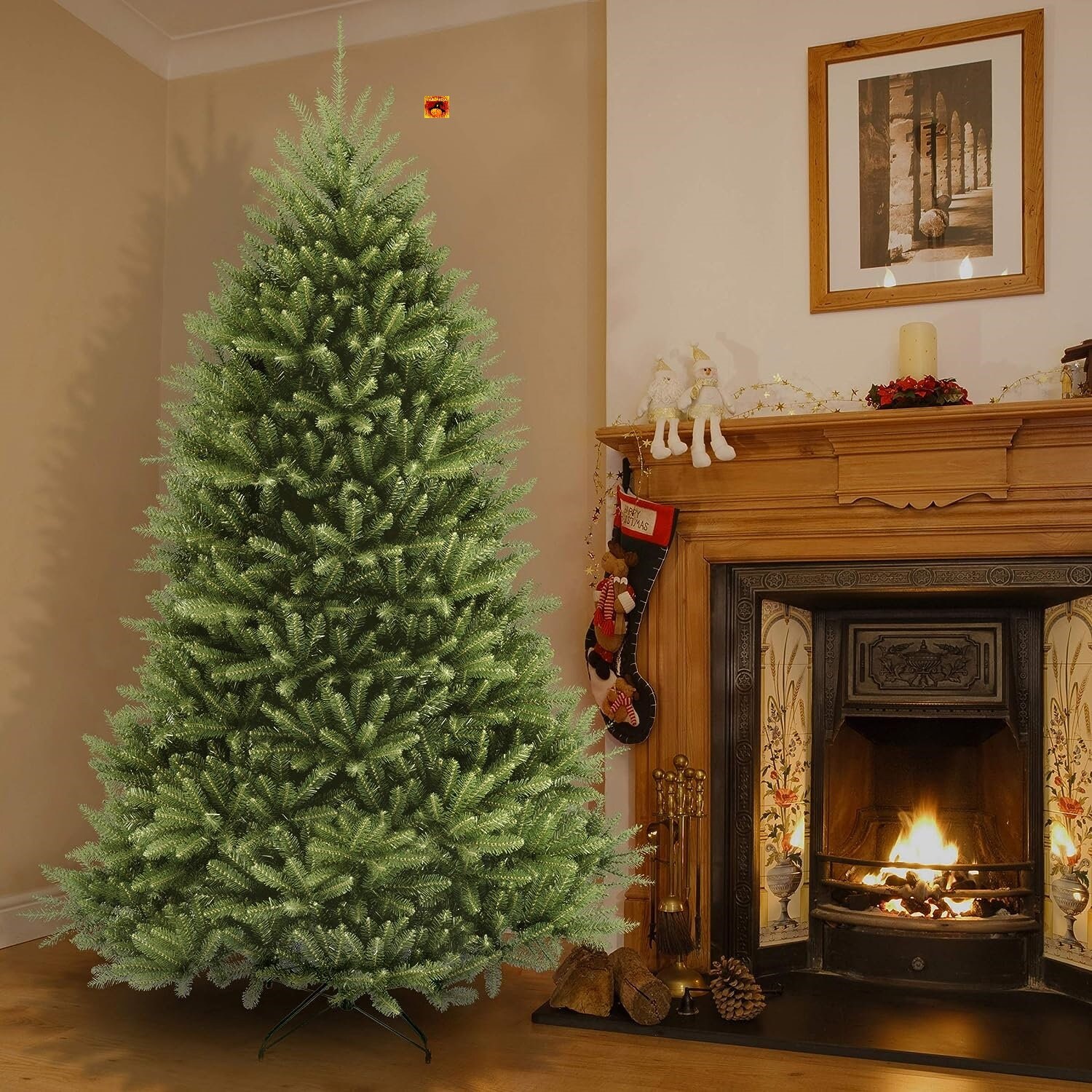 Artificial Full Christmas Tree, Green, Dunhill Fir, Includes Stand, 9 ...