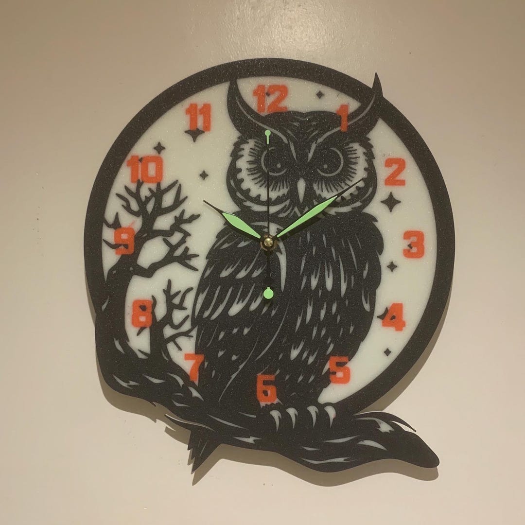 Night Owl 3D Printed Glow in the Dark Clock - Etsy